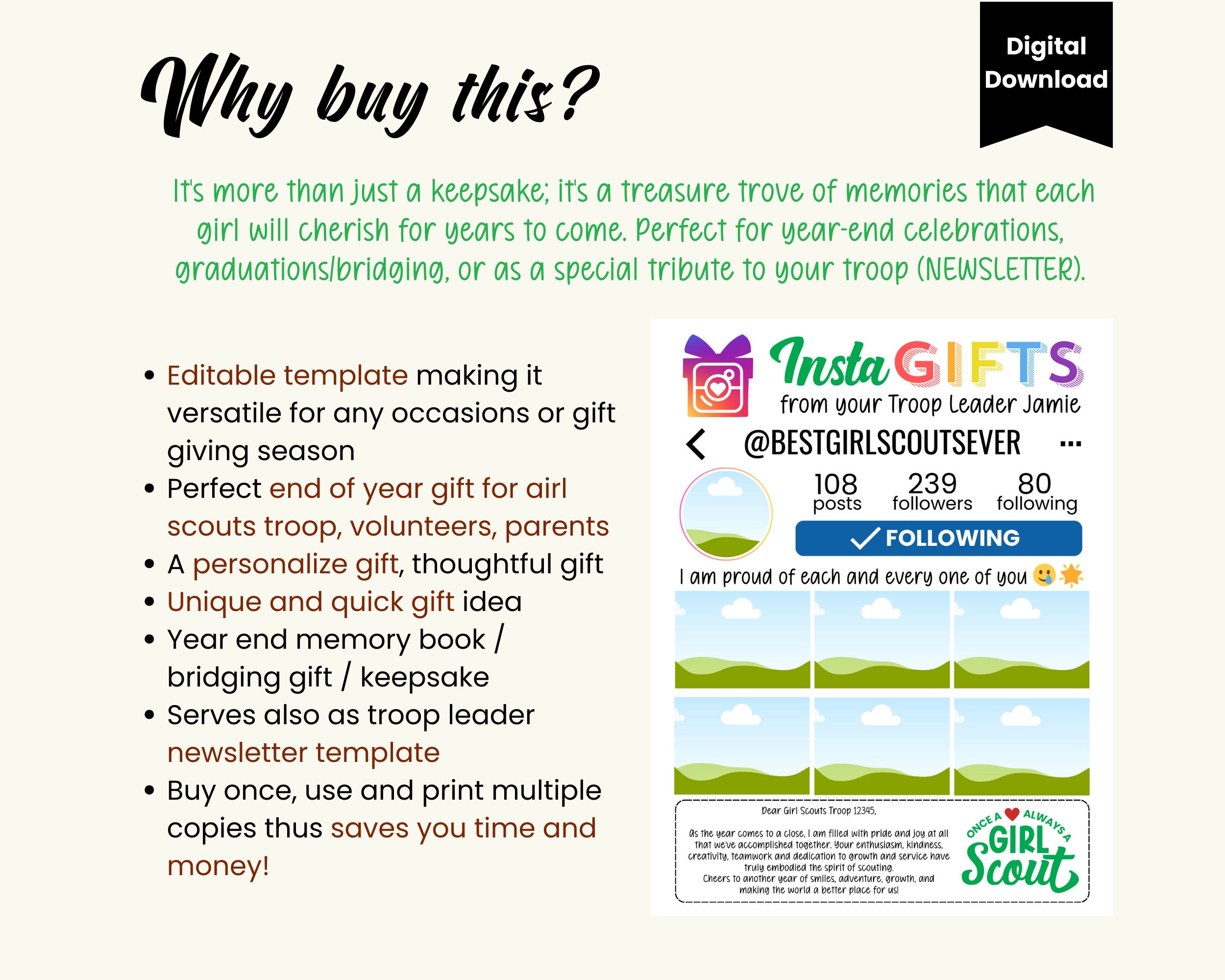 Girl Scout Gifts End of Year Troop Farewell Gift Bridging Ceremony ...