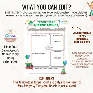 Editable Scout Meeting Agenda 12 Month Theme, Monthly Scout Meeting ...