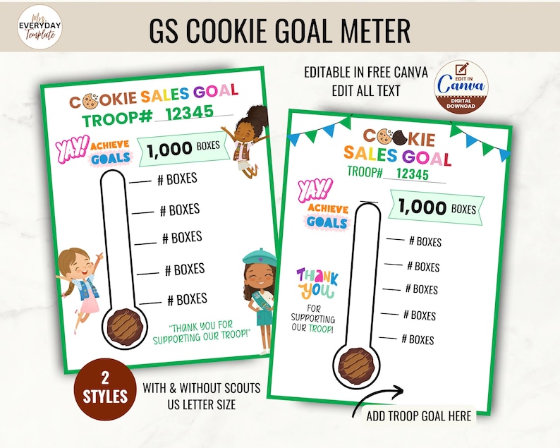 Editable Scout Cookie Goal Chart: Printable Booth Display (digital ...