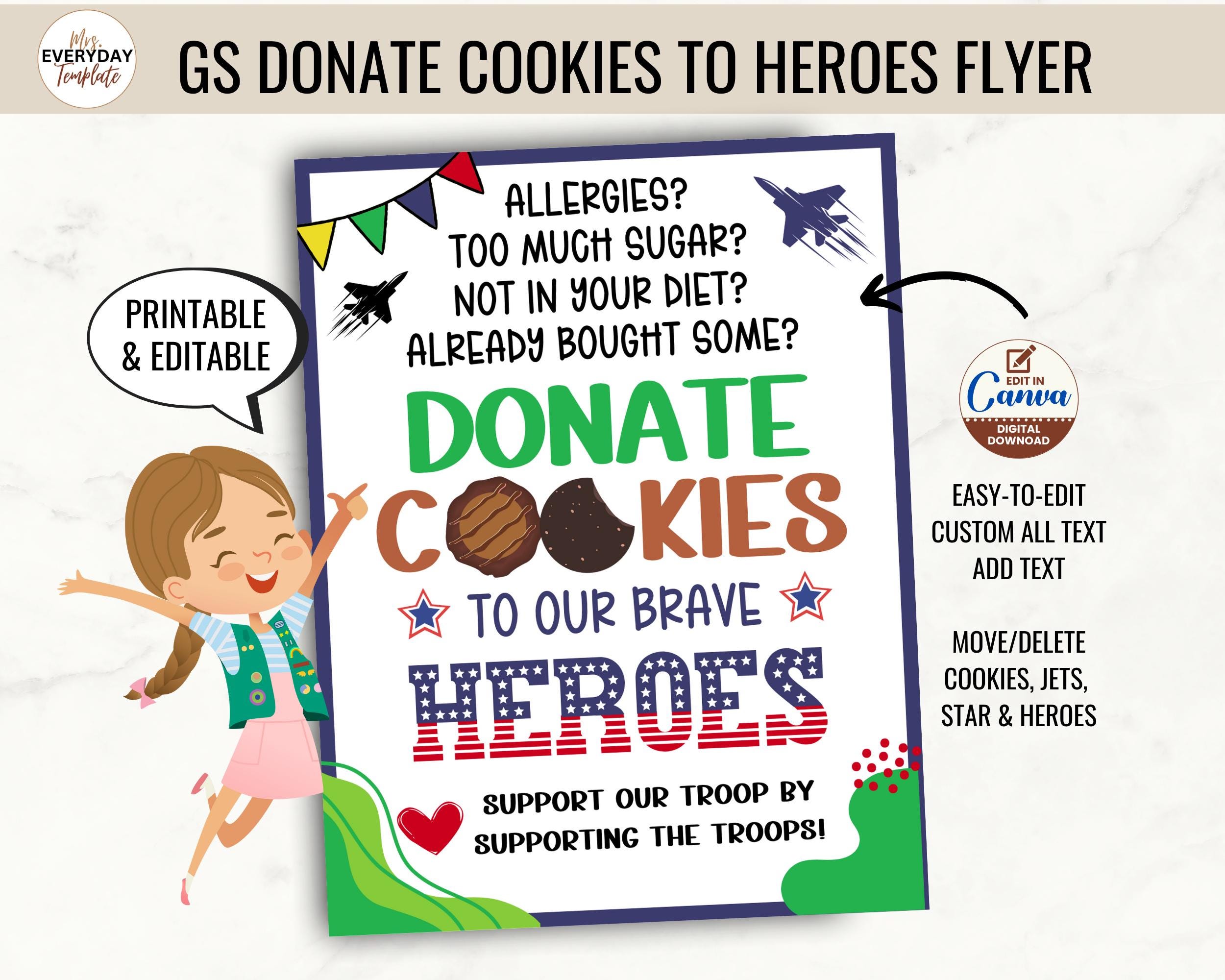 Editable Scout Cookies Donation Poster Printable Cookie Booth Sign ...