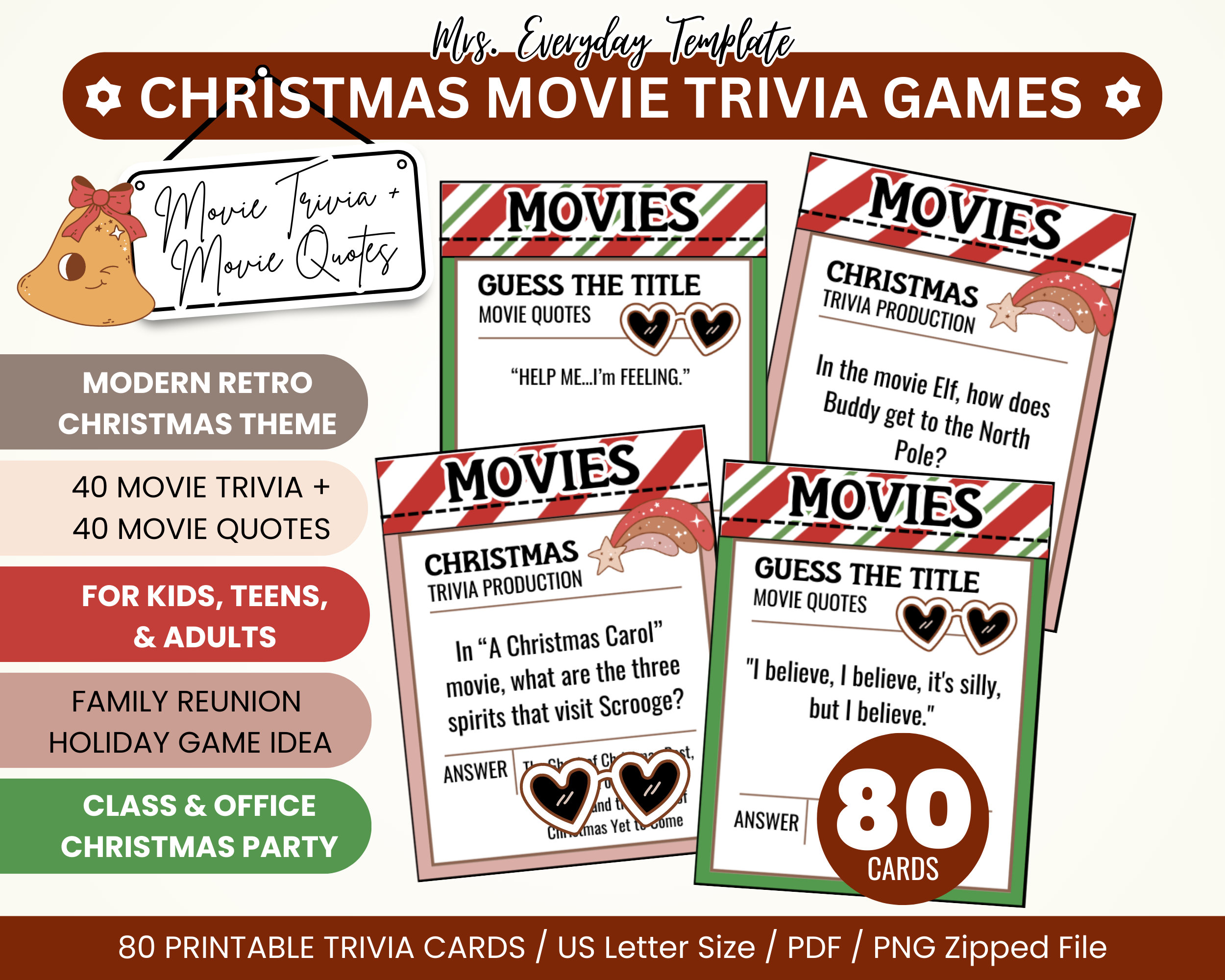 Christmas Movie Trivia Games Printable, Think Fast Game, Festive Trivia ...