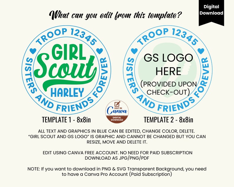 Personalized Girl Scout SVG PNG JPG Custom Girl Scout Troop Shirt ...