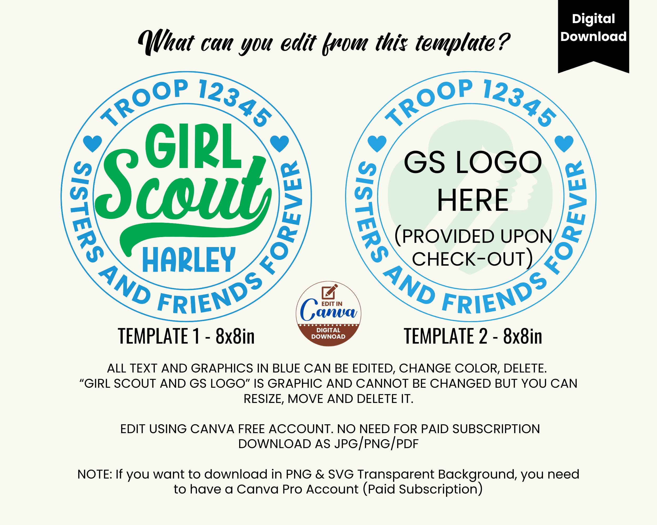 Personalized Girl Scout SVG PNG JPG Custom Girl Scout Troop Shirt ...