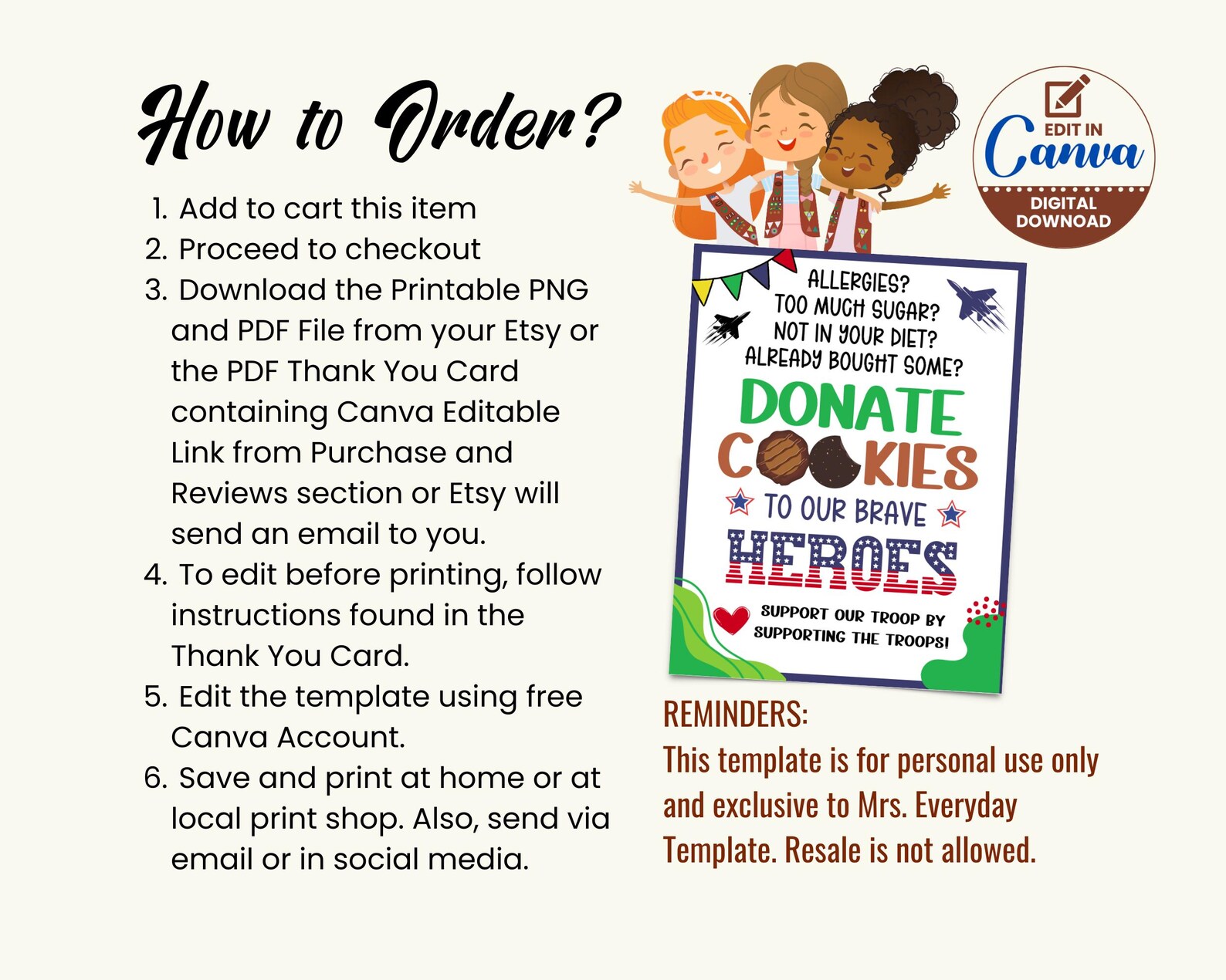 Editable Scout Cookies Donation Poster Printable Cookie Booth Sign ...