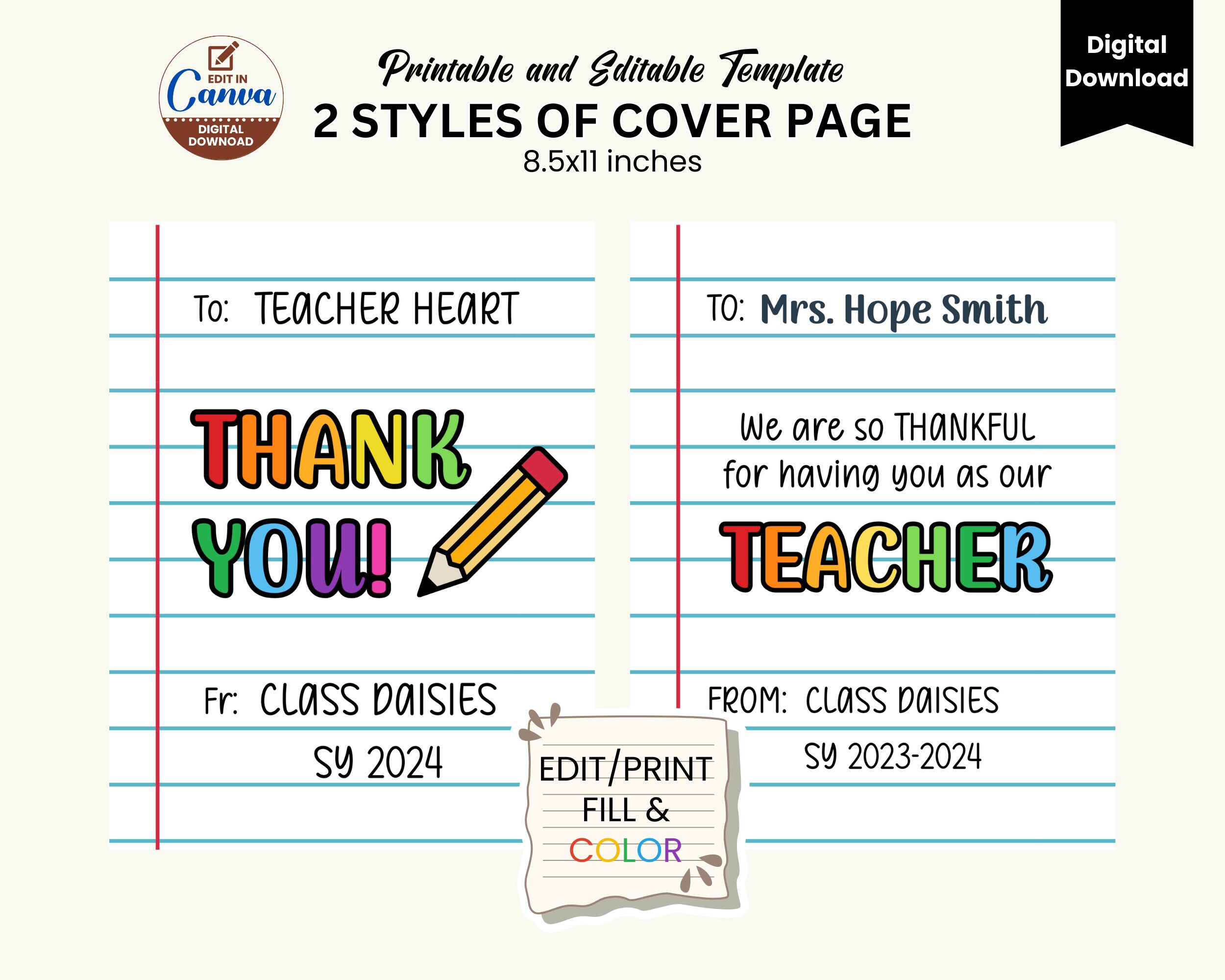 Teacher Appreciation Gift All About My Teacher Coloring Page End of ...