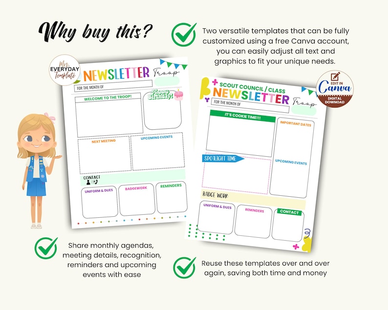 Troop Newsletter Template Editable Welcome Back to Troop Flyer Custom ...