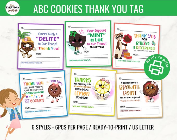 Editable Scout Cookie Receipt 2026 for LBB & ABC Cookie Thank You Gift ...