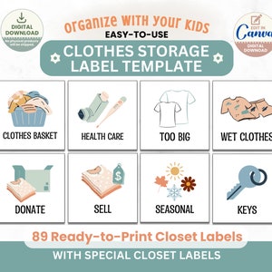 Editable Kids Clothes Storage Labels With Pictures (digital Download ...