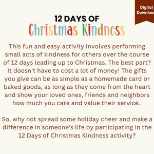 12 Days of Christmas Tags & Kindness Calendar Missionary Christmas ...