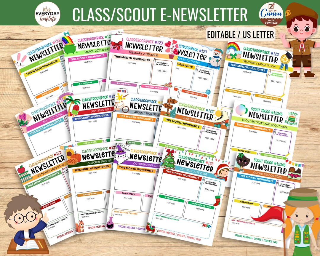 Editable Class Newsletter Template: Seasonal School E-newsletter (canva ...