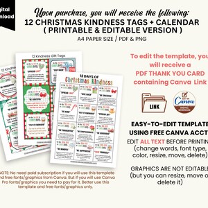 12 Days of Christmas Tags & Kindness Calendar Missionary Christmas ...