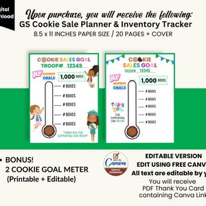 Girl Scout Cookie Planner Printable, Editable Girl Scout Cookie Booth ...