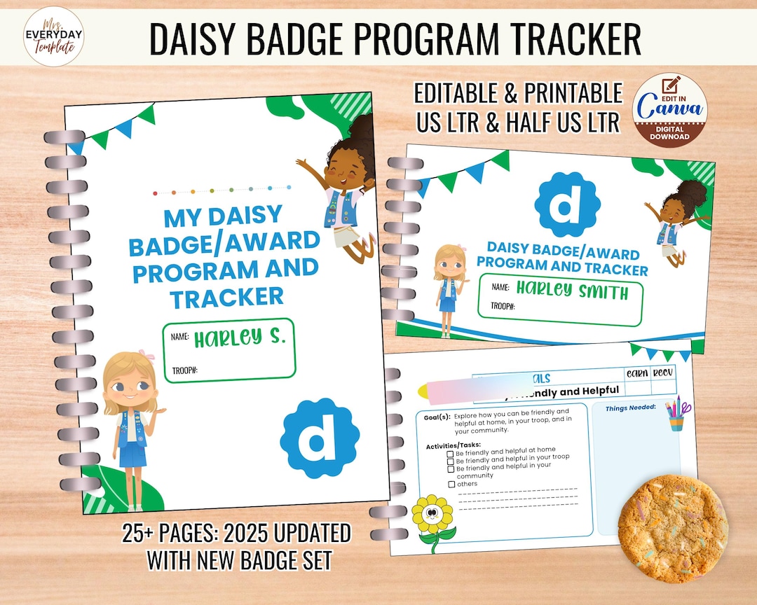 Personalize Daisy Scout Badge Tracker Editable Scout Badge Checklist W ...