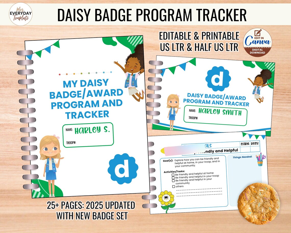 Personalize Daisy Scout Badge Tracker Editable Scout Badge Checklist W ...
