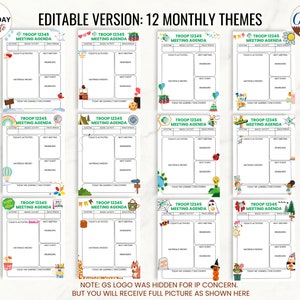 Editable Scout Meeting Agenda 12 Month Theme, Monthly Scout Meeting ...