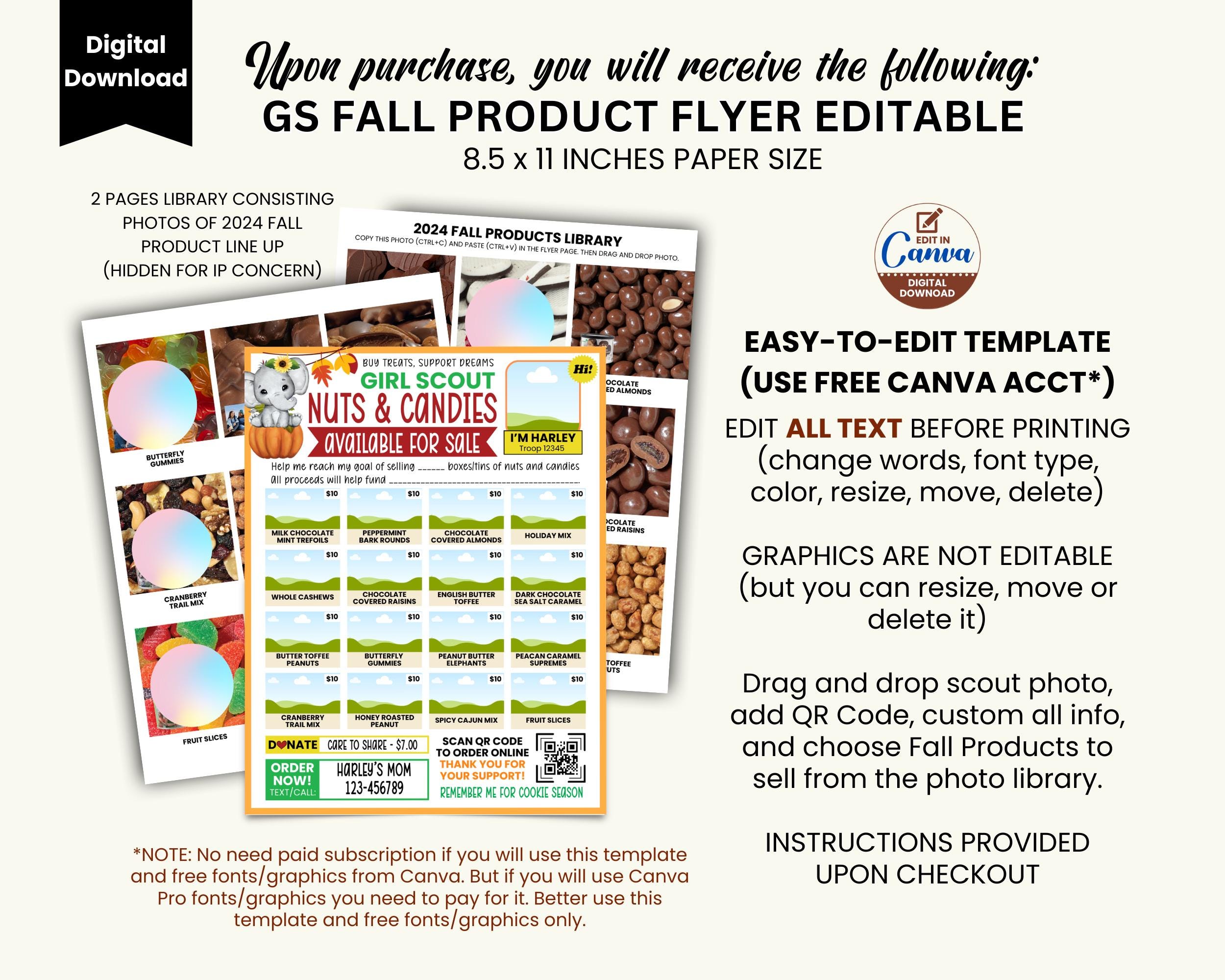 Editable Girl Scout Fall Product Flyer 2024 With Picture and QR Code ...