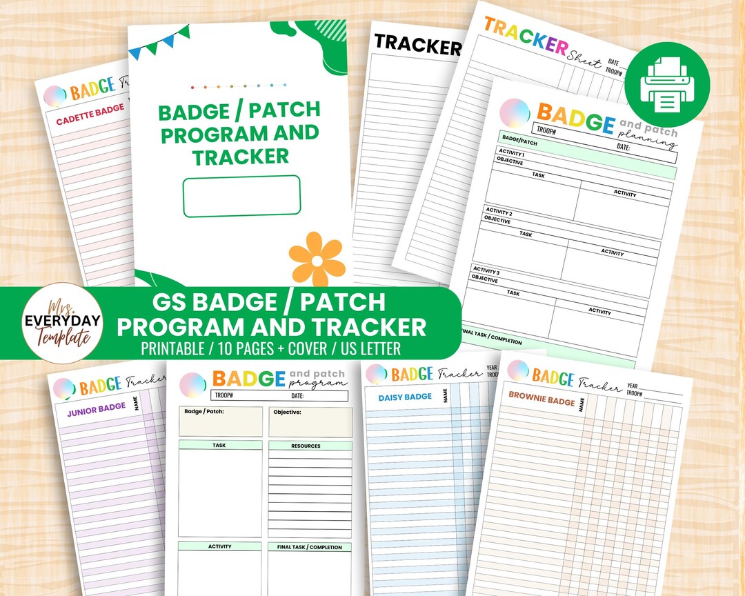 Girl Scout Planner Badge and Patch Tracker Daisy to Ambassador, Scout ...