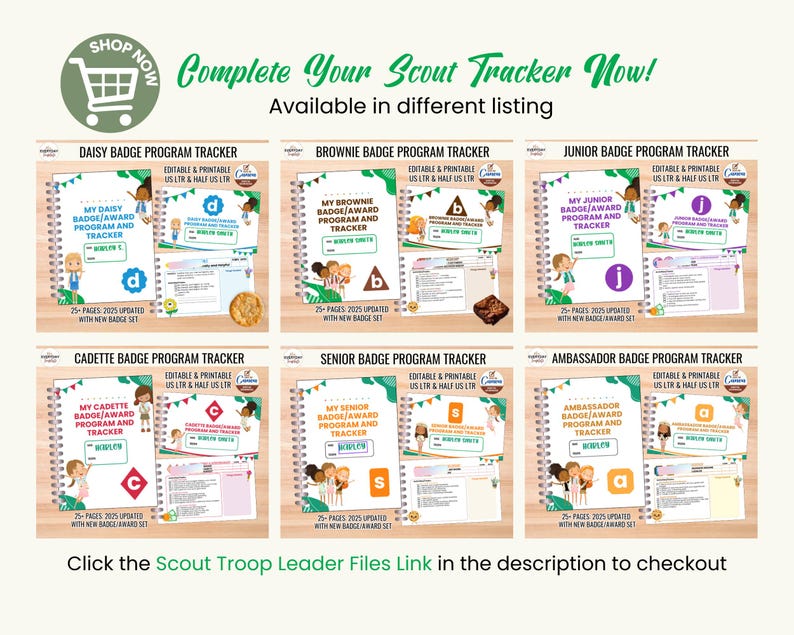 Personalize Cadette Scout Badge Tracker Editable Awards Checklist ...