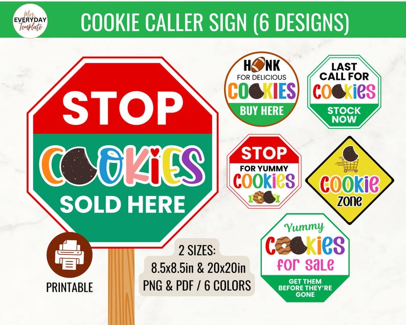Scout Cookie Caller Signs Printable Booth Display Decorations Stop for ...