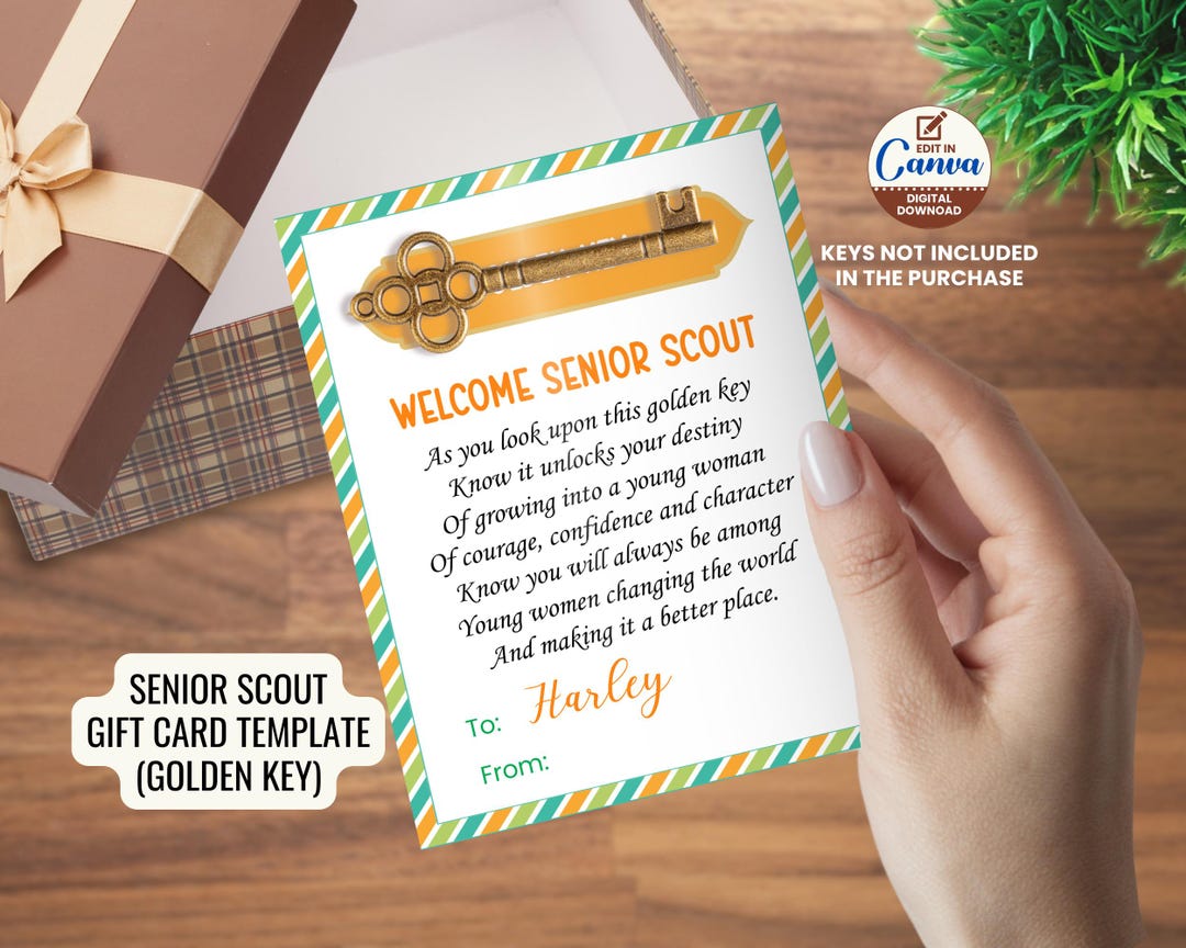 Scout Bridging Gift Tag Personalized Senior Scout Golden Key Poem Gift ...
