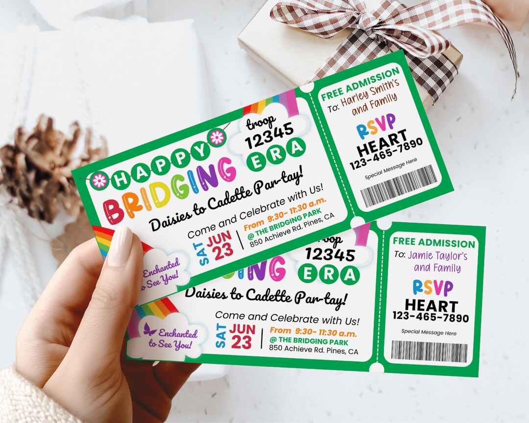 Scout Bridging Invitation Editable Template Graduation Invitation Girl ...