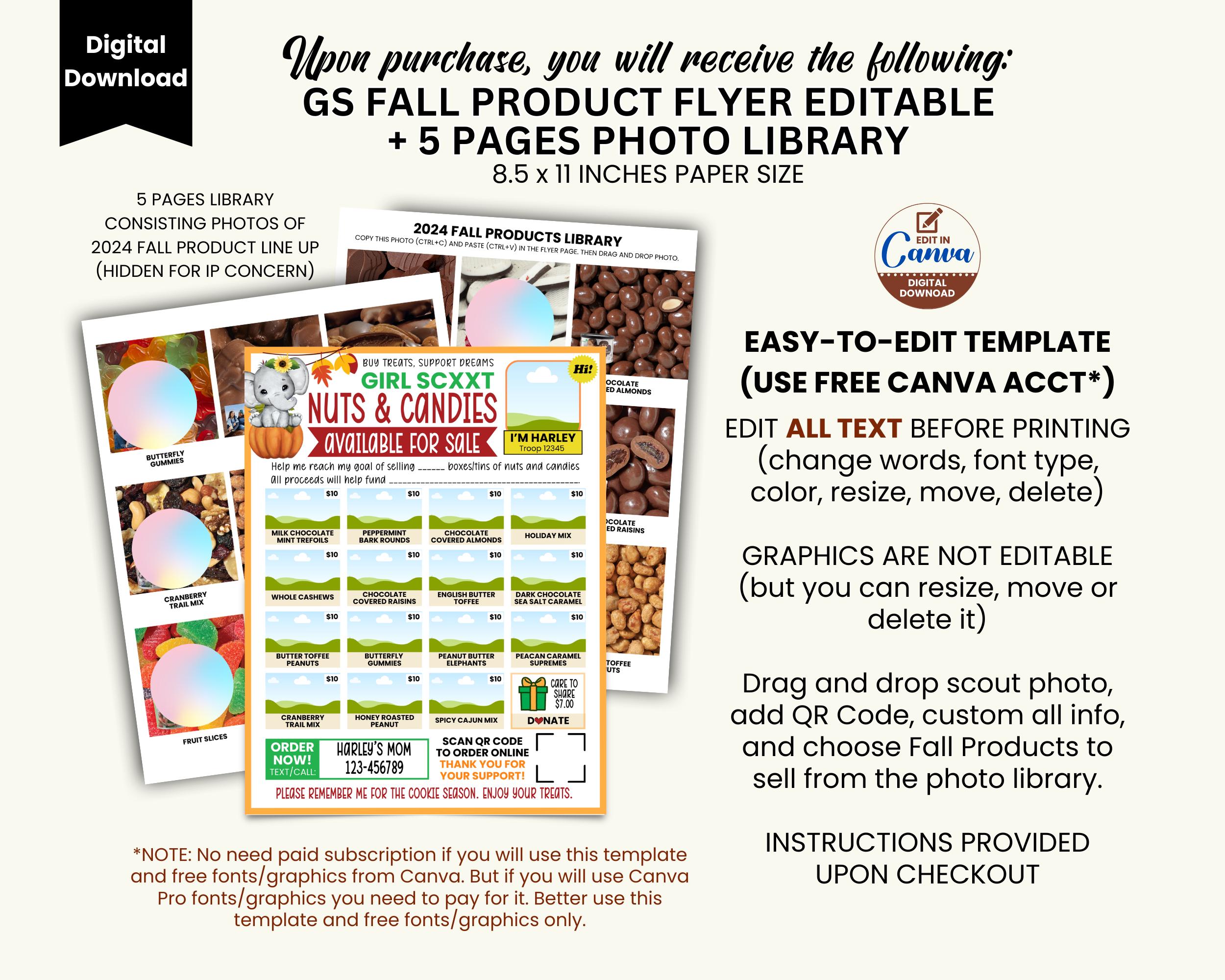 Editable Girl Scout Fall Product Flyer 2024 With Picture and QR Code ...