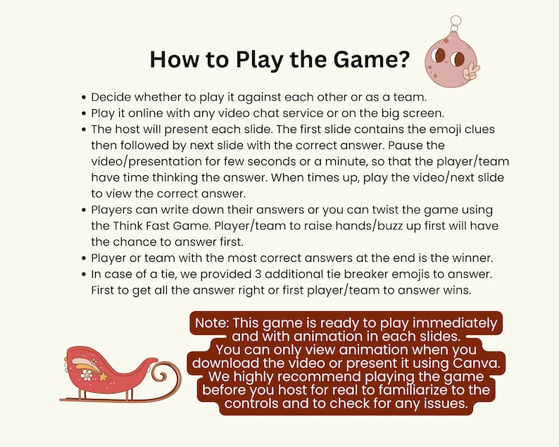 Christmas Emoji Pictionary Virtual Games for Adults Kids Large Groups ...