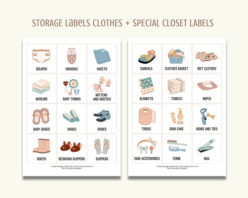 Editable Kids Clothes Storage Labels With Pictures (digital Download ...