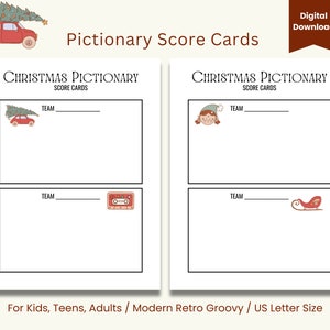 Christmas Pictionary Cards Printable, Christmas Pictionary Songs, Retro ...