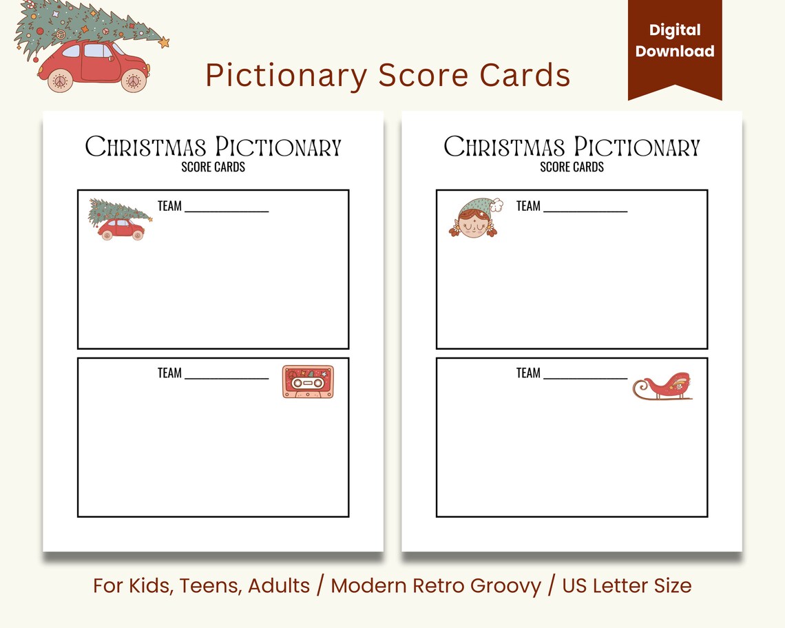 Christmas Pictionary Cards, Christmas Pictionary Songs Charades Cards ...