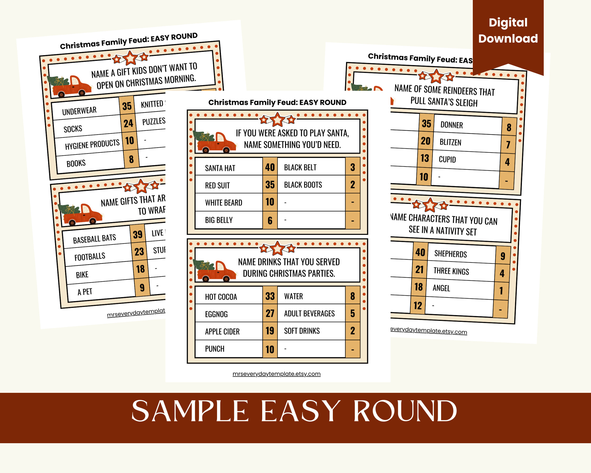 Christmas Family Feud Game Printable, Holiday Family Feud, Family ...