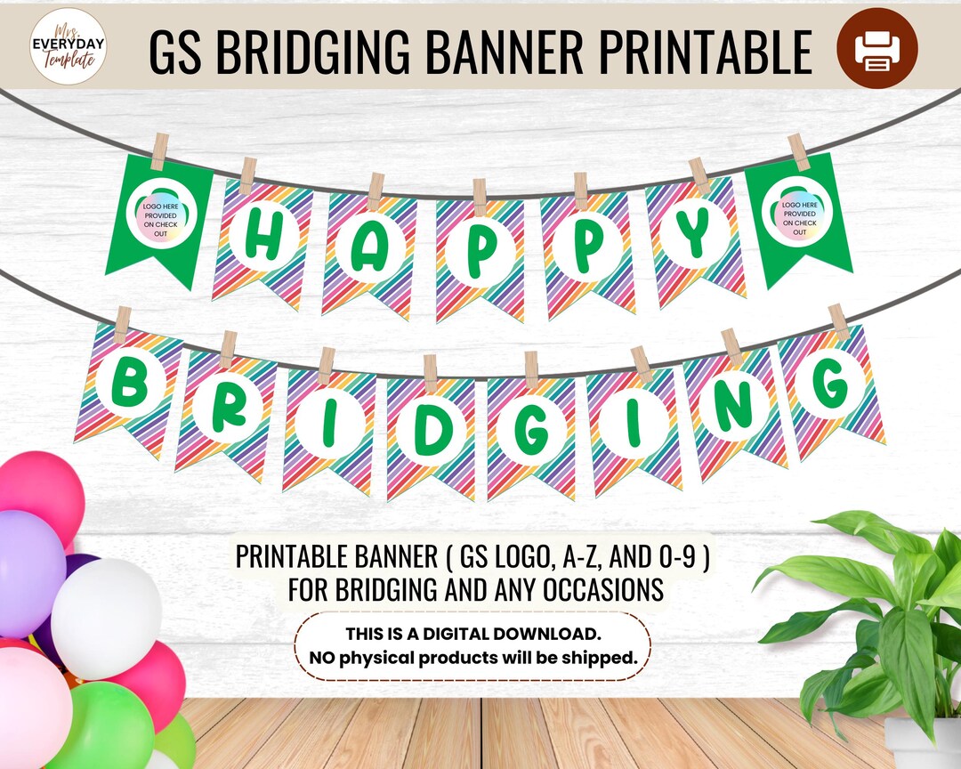 Girl Scouting Bridging Banner Printable Banting Rainbow Graduation ...