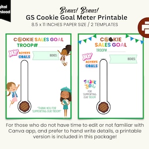 Editable Girl Scout Cookie Sales Goal Chart Cookie Booth Display Sign ...