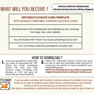 Editable Playdate Cards Template, Custom Playdate Contact Card for Kids ...