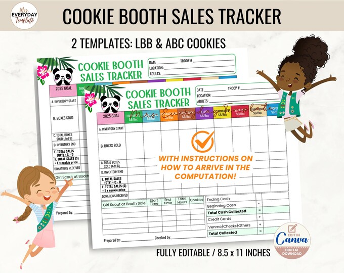 Editable Scout Cookie Sales Kit 2025 ABC & LBB Cookie Order Form Tag ...