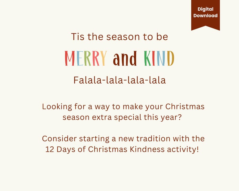 12 Days of Christmas Tags & Kindness Calendar Missionary Christmas ...