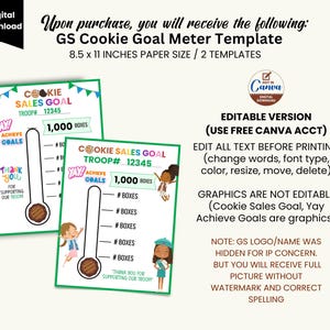 Editable Scout Cookie Goal Chart: Printable Booth Display (digital ...