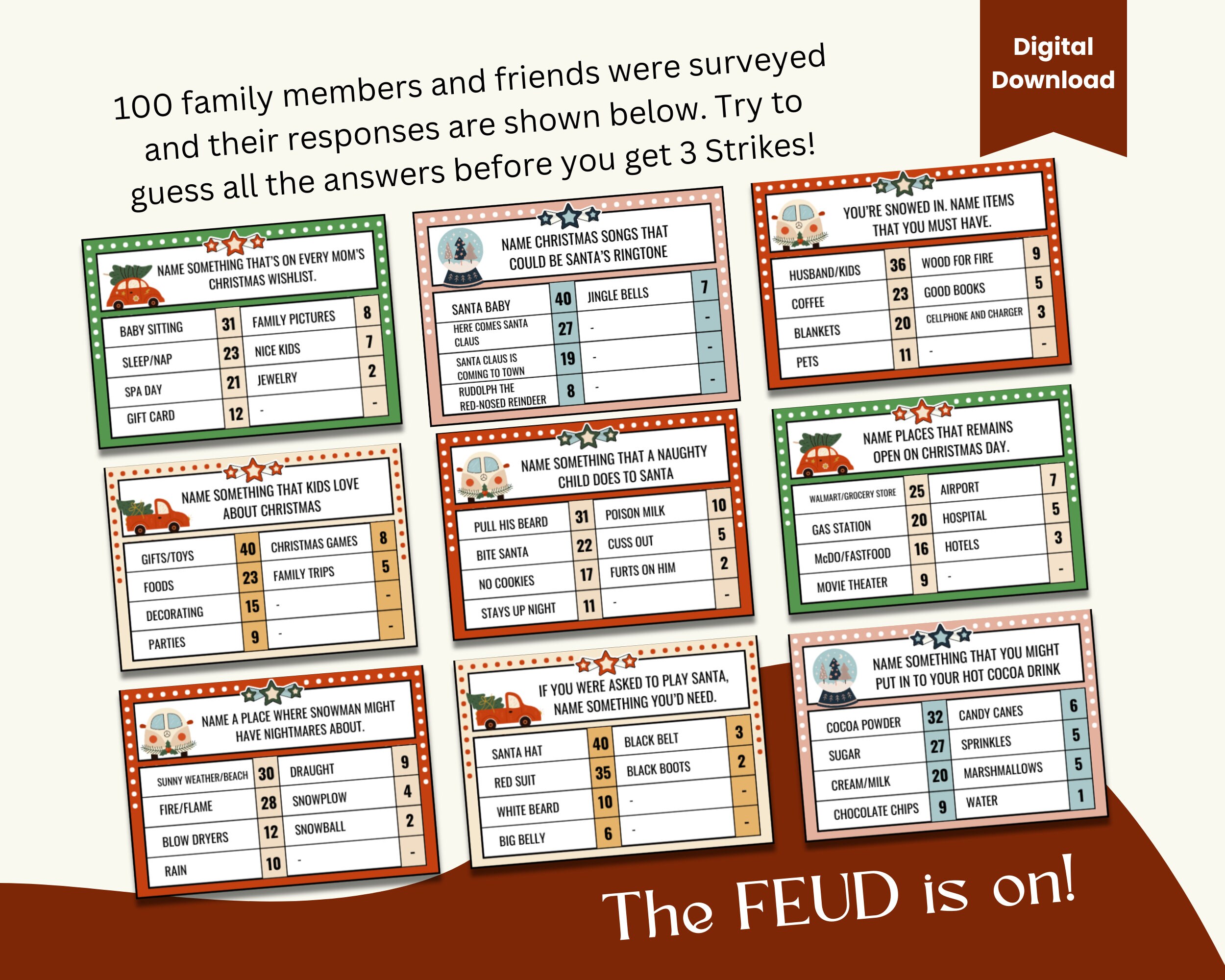 Christmas Family Feud Game Printable, Holiday Family Feud, Family ...