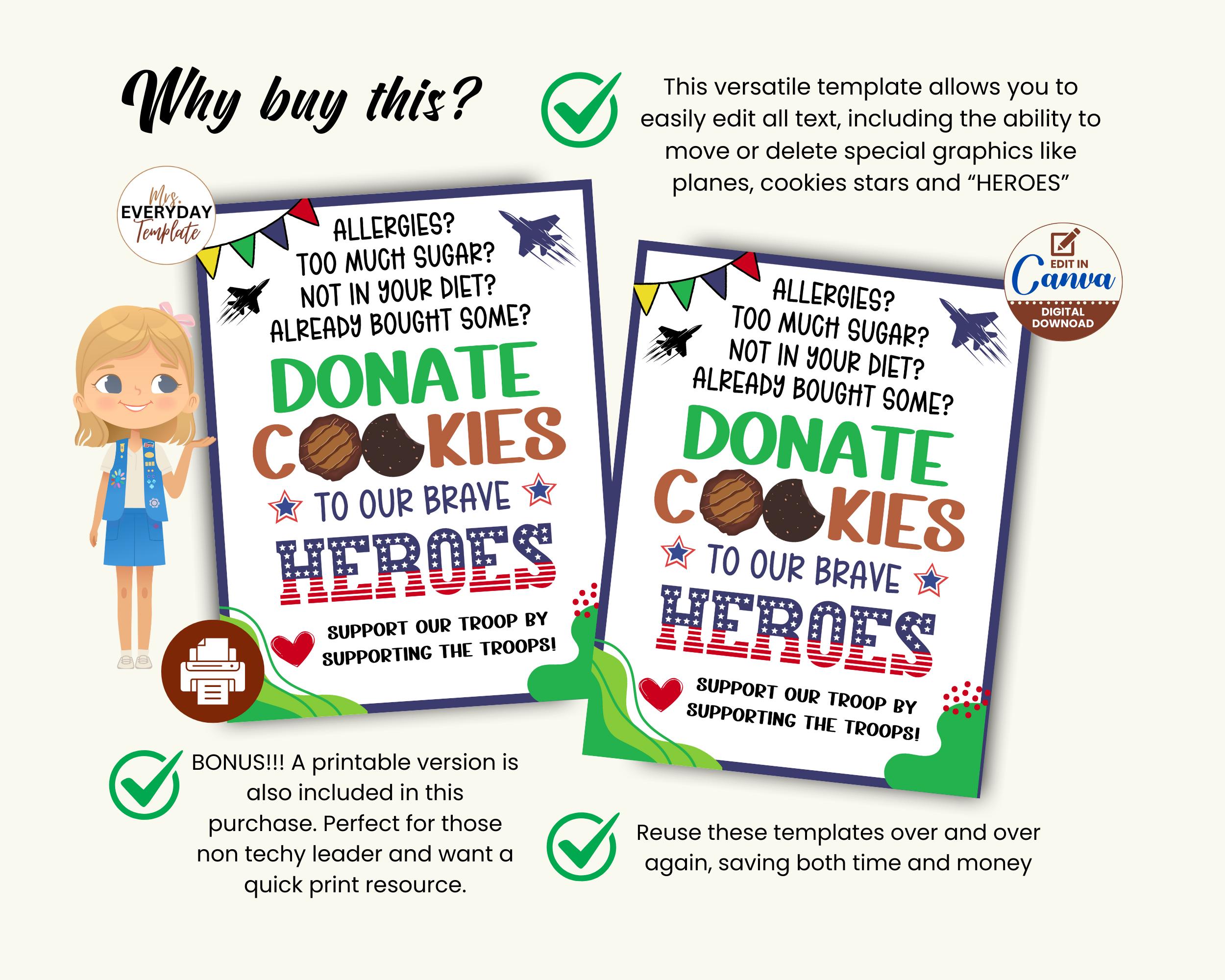 Editable Scout Cookies Donation Poster Printable Cookie Booth Sign ...