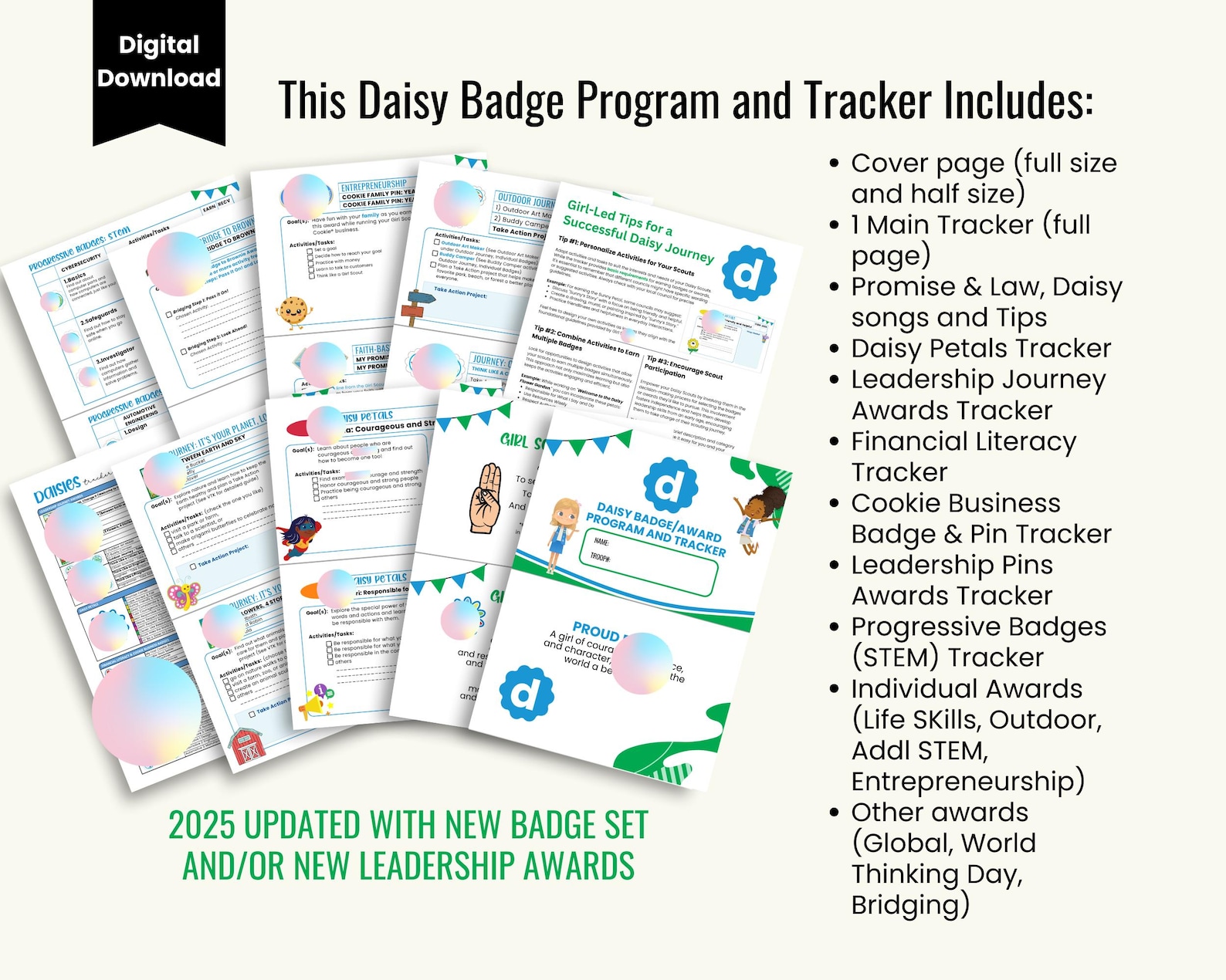 Personalize Daisy Scout Badge Tracker Editable Scout Badge Checklist W ...