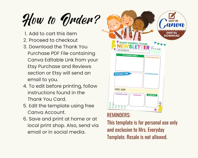 Troop Newsletter Template Editable Welcome Back to Troop Flyer Custom ...