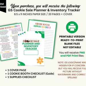 Girl Scout Cookie Planner Printable, Editable Girl Scout Cookie Booth ...