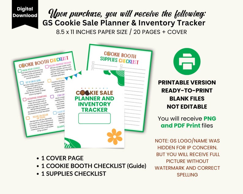 Girl Scout Cookie Planner Printable, Editable Girl Scout Cookie Booth ...