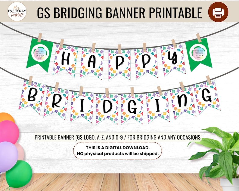 Bridging Party Banner Printable A-Z and 0-9 Banting Floral Rainbow ...
