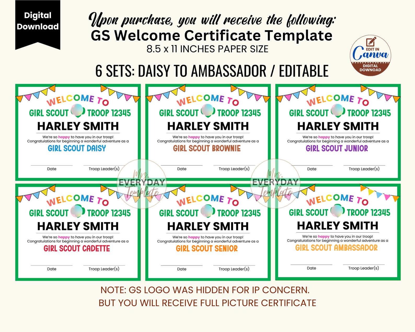 Editable Girl Scout Welcome Certificate Daisy to Ambassador, Welcome to ...