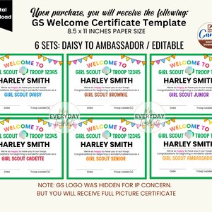 Editable Girl Scout Welcome Certificate Daisy to Ambassador, Welcome to ...