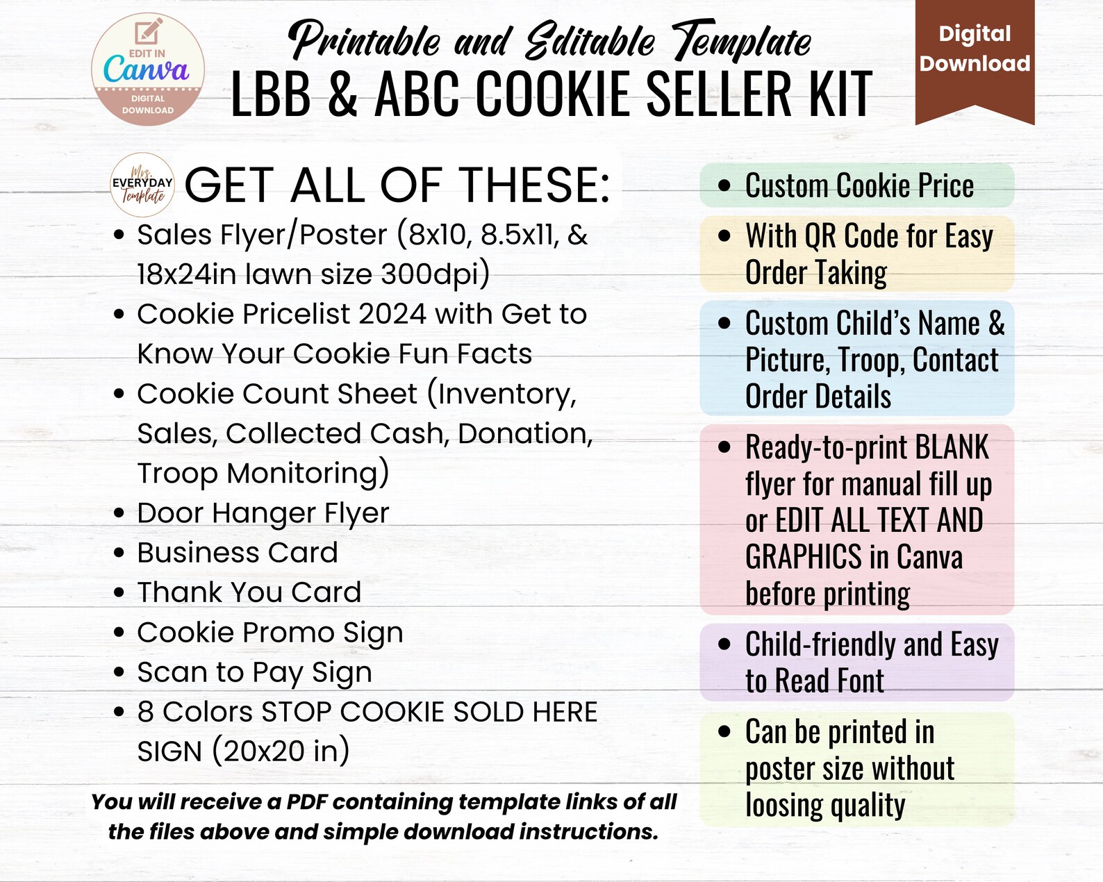 Editable Girl Scout Cookie Seller Kit 2024 for LBB & ABC Cookies With ...