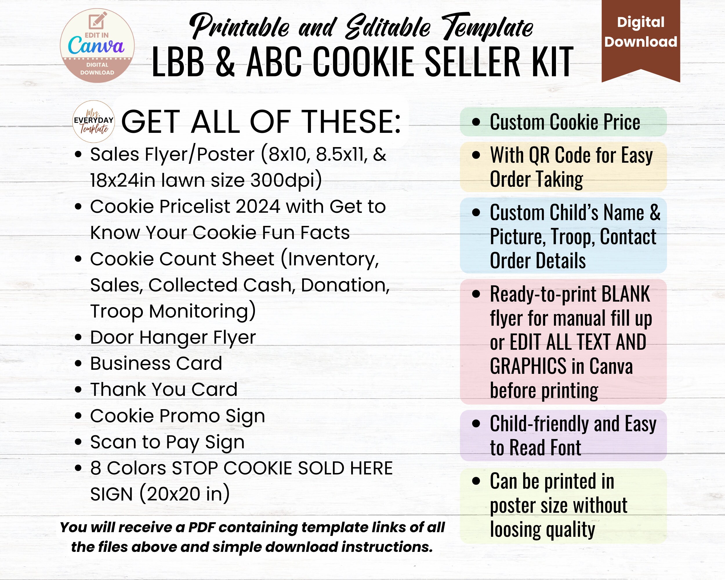 Editable Girl Scout Cookie Seller Kit 2024 for LBB & ABC Cookies With ...