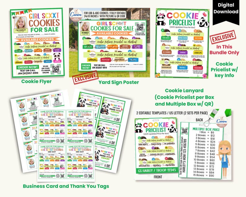 Editable Scout Cookie Sales Kit 2025 ABC & LBB Cookie Order Form Tag ...