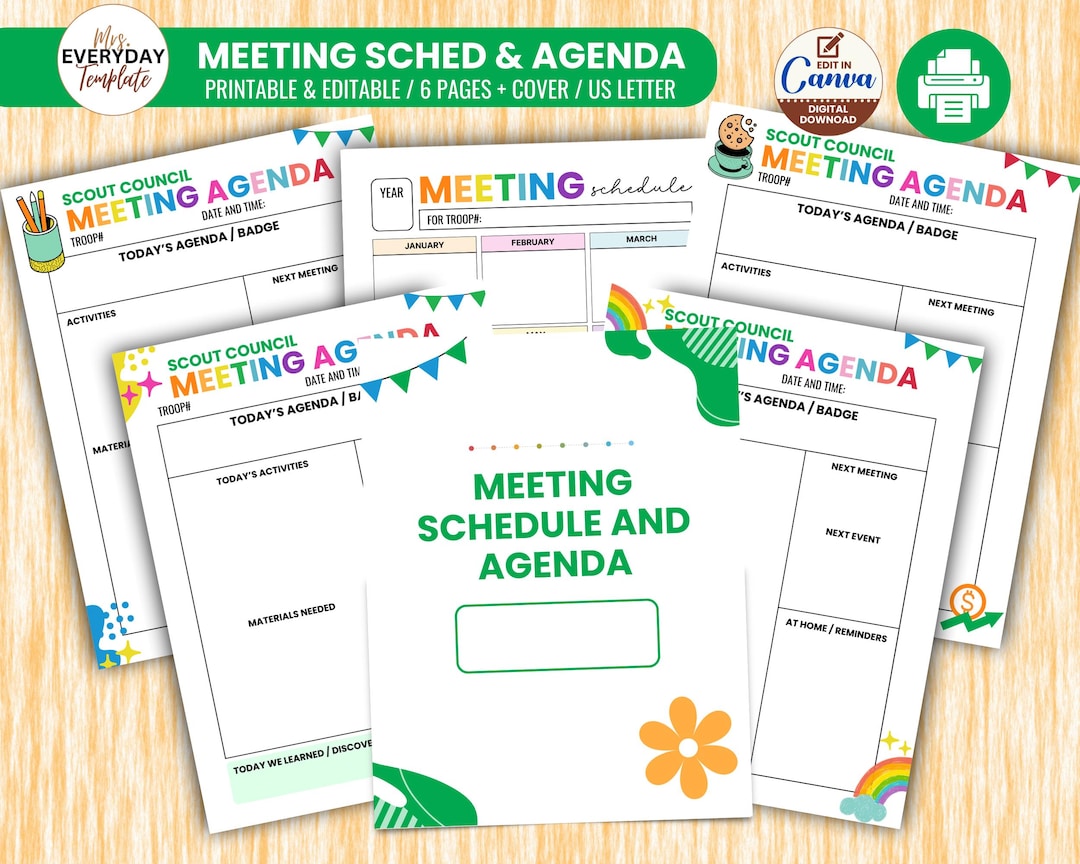 Girl Scout Planner, Girl Scout Meeting Agenda & Meeting Schedule, Scout ...